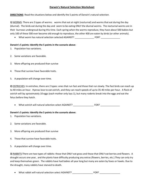 Evolution By Natural Selection Worksheet Answer Key — Db