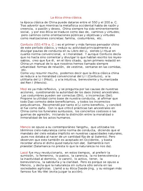La Ética China Clásica Pdf Confucio Moralidad