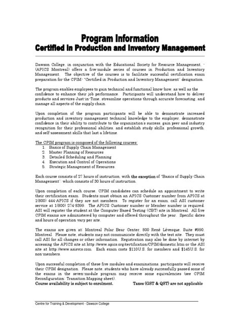 Cpim Structure Pdf Test Assessment Inventory