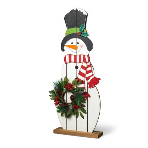 Glitzhome 36 Christmas Snowman Porch Decor With Floral Wreath Hsn