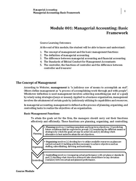 Week 1 Lesson 1 Managerial Accounting Basic Framework Pdf Management Accounting Accounting