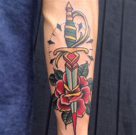 Traditional Rose With Dagger By Kyle Mackenzie At Visible Ink Malden