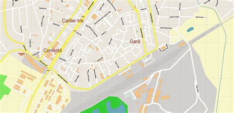 Barlad Romania Vector Map High Detailed All Roads Streets Editable