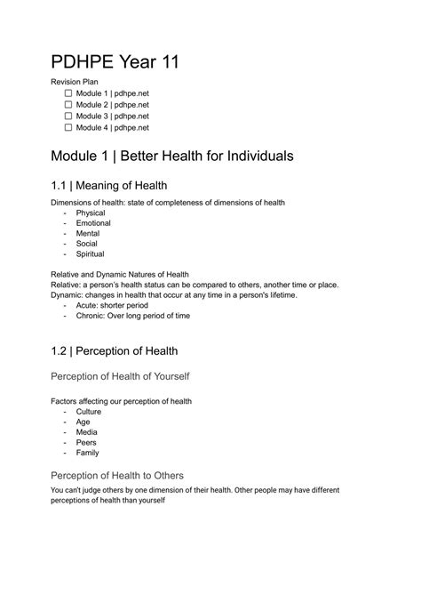 Pdhpe Year 11 Notes Personal Development Health And Physical Education Year 11 Hsc Thinkswap