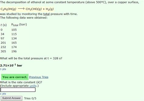 The Decomposition Of Ethanol At Some Constant Studyx