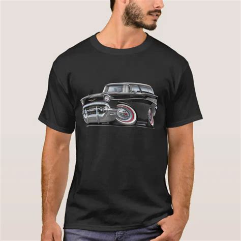1957 Chevy Nomad Black Car T Shirt Zazzle