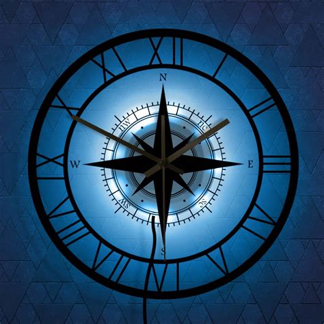 Compass Direction Map Exclusive Silent Wall Clock Grandado