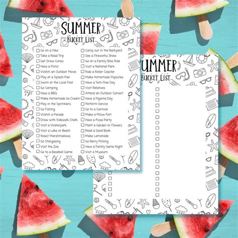 Summer Bucket List Printable Summer Break Bucket List Summer
