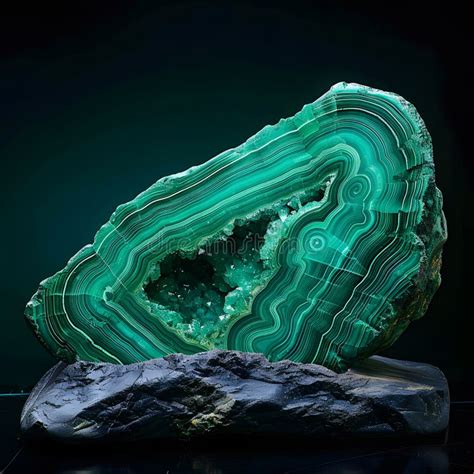 Green Malachite Mineral Close Up On Black Stock Illustration