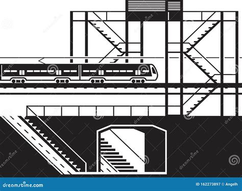 Railway Pedestrian Underpass And Overpass Stock Vector Illustration