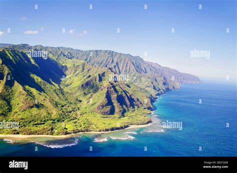 Kauai Hawaii Aerial View Of Na Pali Coast State Wilderness Park Stock