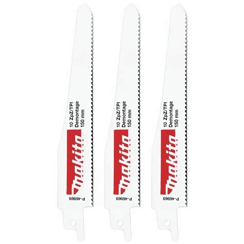 Makita Recipro Blade Bi Metal 152mm 10tpi 3pk Universal Multi