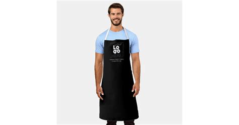 Custom Company White Logo On Black Staff Uniform Apron Zazzle