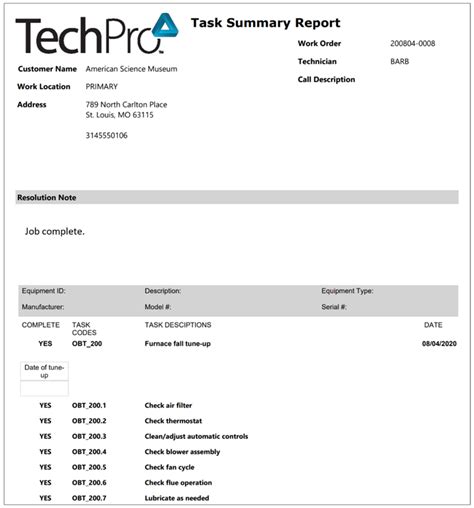 Using The Task Summary Report