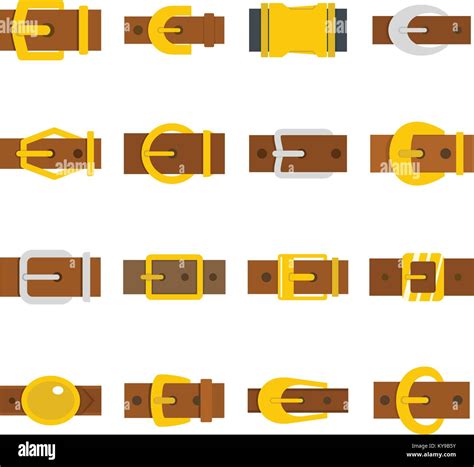 Belt Buckles Icons Set In Flat Style Isolated Vector Illustration Stock