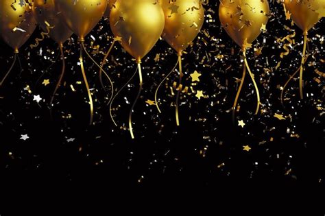 Gold Balloon And Foil Confetti Gold Balloons Black Balloons Gold