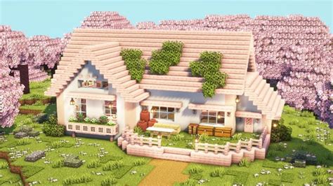 Minecraft Cute Cherry Blossom House Tutorial Chalet Minecraft
