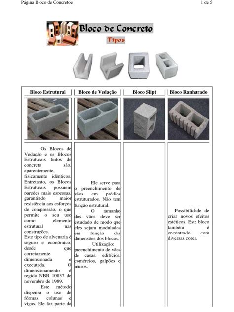 Tipos De Blocos De Concreto Pdf Concreto Alvenaria