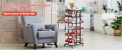 Smusei Water Bottle Organizer 5 Tier Metal Water Bottle