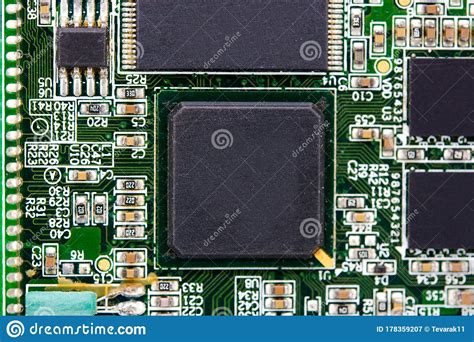 Close Up Blank Microchip On Electronic Circuit Board Stock Image Image Of Industrial Industry