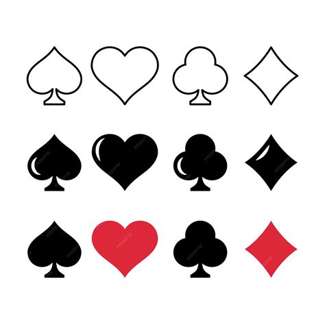 Playing Card Suits Multiple Styles Premium Vector