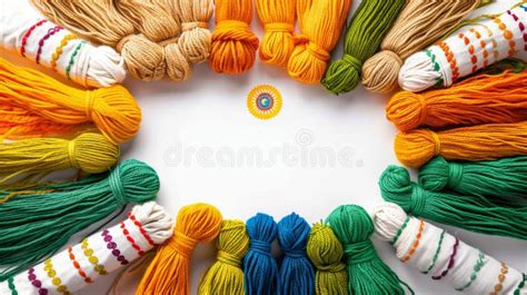 Colorful Threads Arranged In A Circle Celebrating India Independence