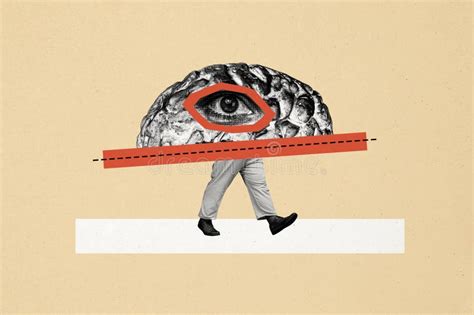 Composite Photo Collage Of Male Legs Instead Body Cortex Brain Organ