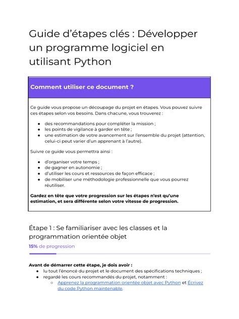 Développer Un Programme Python Guide étape Par étape Pdf Python