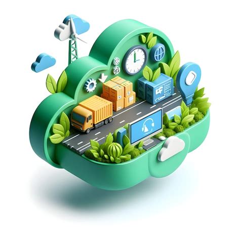 Premium Photo Cloud Computing Solutions For Sustainable Logistics Optimizing Transportation
