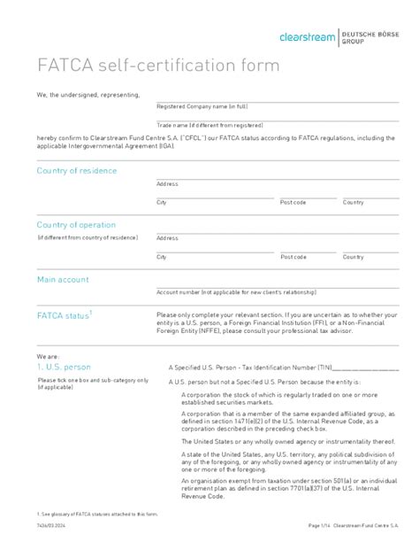Fillable Online Fatca Self Certification Form Fax Email Print Pdffiller