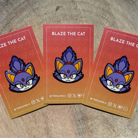 Blaze The Cat Hard Enamel Pin Sonic The Hedgehog Black Nickel Large