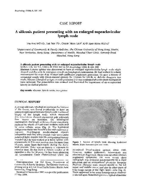 Pdf A Silicosis Patient Presenting With An Enlarged Supraclavicular Lymph Node