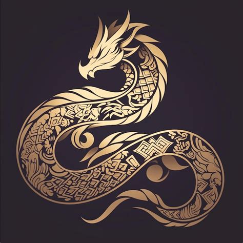 Thai Naga Patterns With Mythical Elements Premium Ai Generated Vector