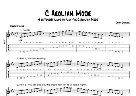C Aeolian Mode 4 Ways To Play By Traditional Sheet Music For Guitar