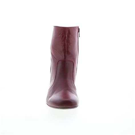 Miz Mooz Harvee Womens Burgundy Leather Zipper Ankle And Booties Boots