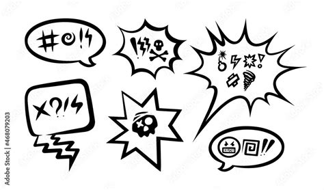 Swearing Speech Bubble Censored With Symbols Hand Drawn Swear Words In