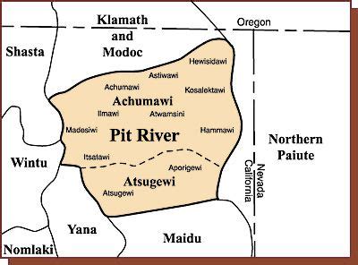 Pit River And Neighboring Tribal Territories Circa 1850 Native