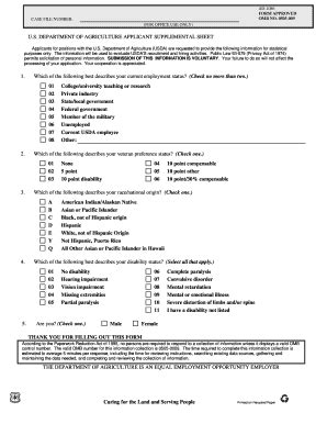 Usda Applicant Supplemental Sheet Blank Fillable Template Fill Out