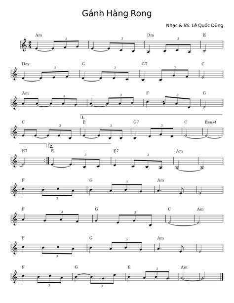 Gánh Hàng Rong Sheet Music For Synthesizer Solo