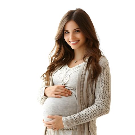 Happy Pregnant Woman Touching Her Belly 56703486 Png
