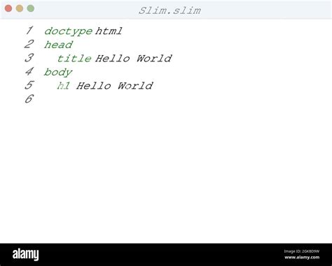 slim language hello world program sample in editor window illustration