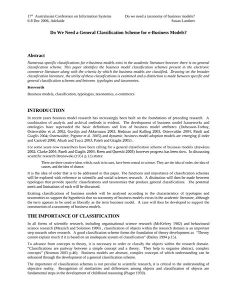 Pdf Do We Need A General Classification Scheme For E Business Models
