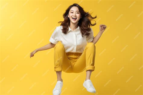 Premium Photo Portrait Of Beautiful Young Avian Girl Jumping Up