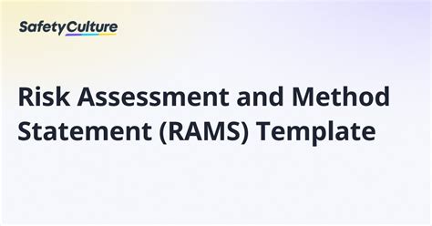 Risk Assessment And Method Statement Rams Template Free Template