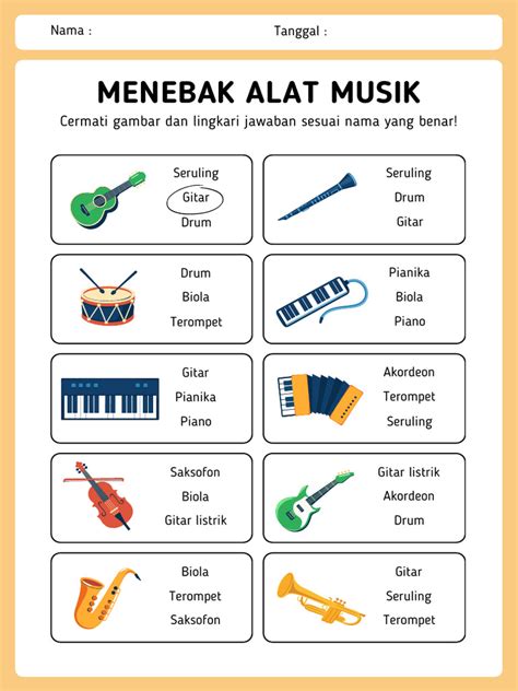 Worksheet Mengenal Alat Musik Pdf