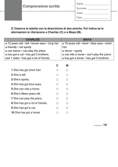 Verifica Inglese Comprensione Del Testo Esercizi Di Inglese Docsity