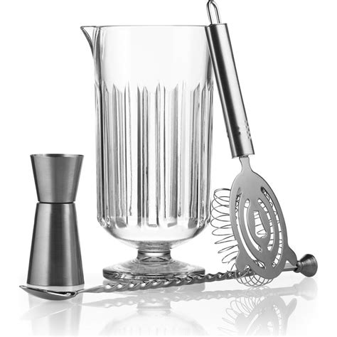 Libbey Classic Cocktail Flashback 4 Piece Bar Mixing Set Wooden Cork