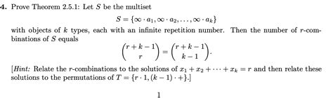 Solved 4 Prove Theorem 251 Let S Be The Multiset S