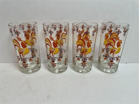 Mid Centry Libby Rooster Drink Glasses Live And Online Auctions On