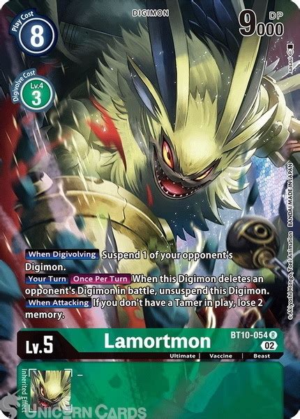 Bt10 054 Lamortmon Rare Alternative Art Mint Digimon Card Unicorn